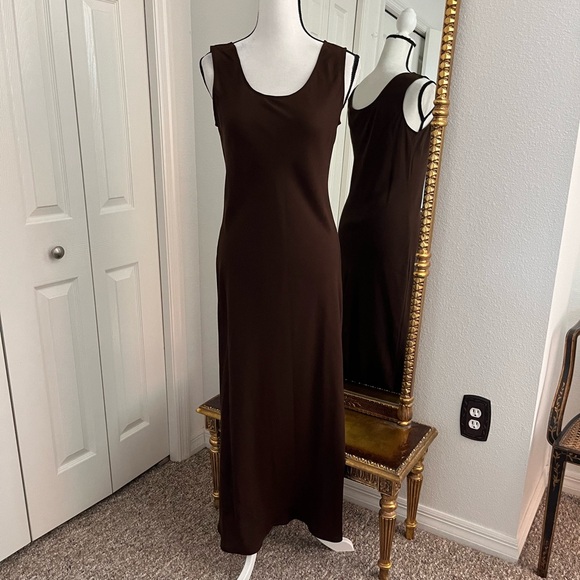 Harari | Dresses | Harari Vintage 0 Silk Sheer Sleeveless Maxi Brown ...